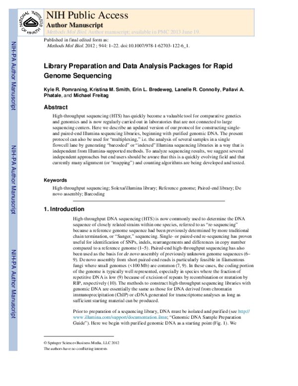 (PDF) Library Preparation and Data Analysis Packages for Rapid Genome ...