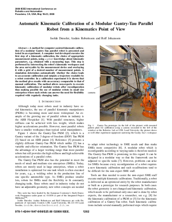 (PDF) Kinematic Calibration of Gantry-Tau Robots