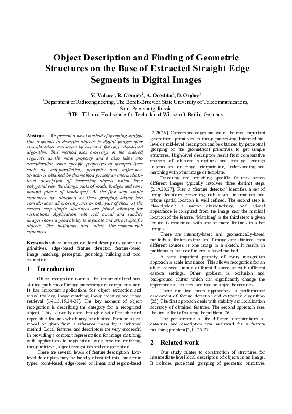 (PDF) Object Description and Finding of Geometric Structures on the ...