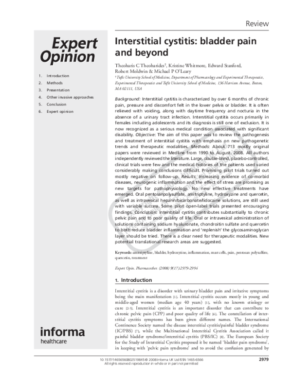 (PDF) Interstitial cystitis: bladder pain and beyond
