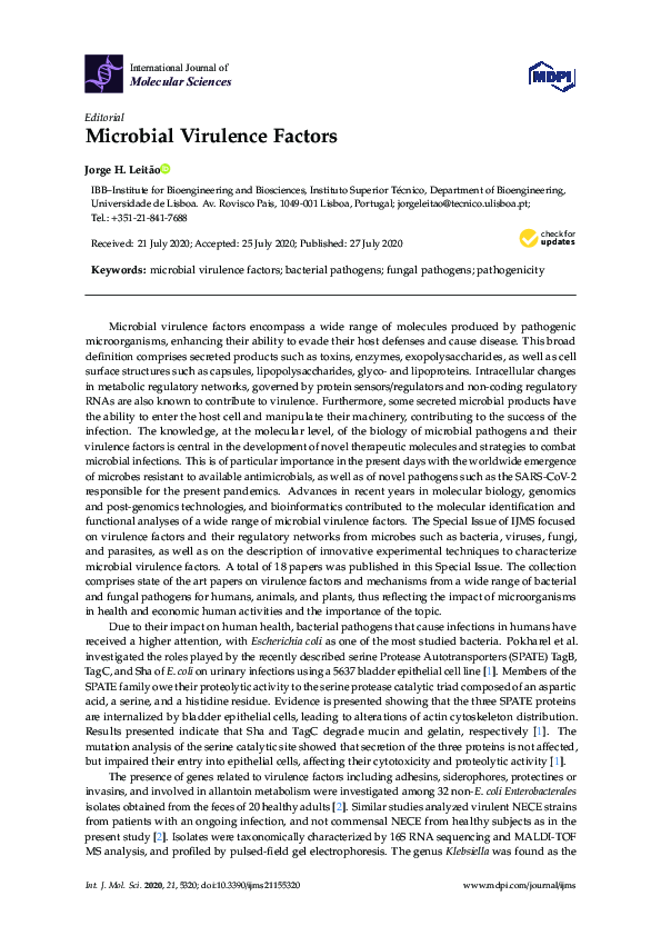 (PDF) Microbial Virulence Factors