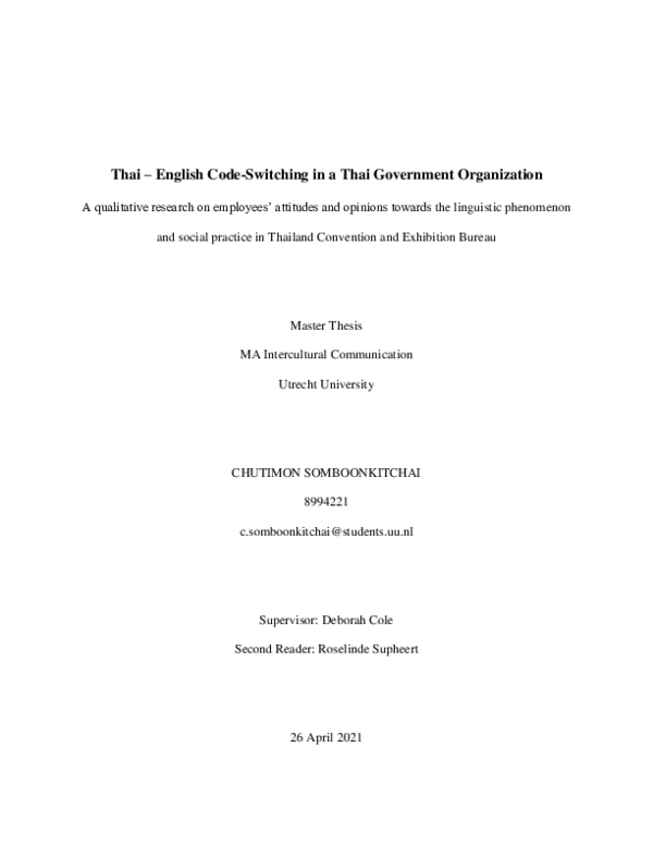 (PDF) Thai-English Code-Switching in a Thai Government Organization