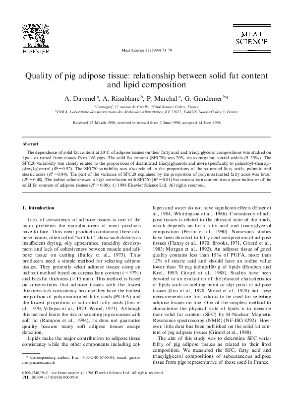 (PDF) Quality of pig adipose tissue: relationship between solid fat ...