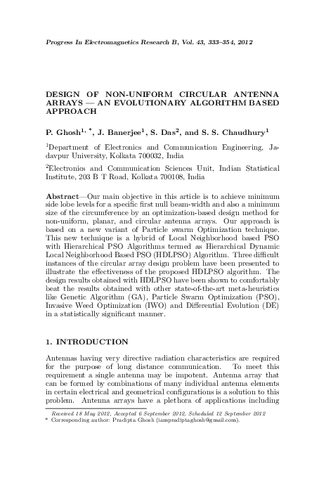 Pdf Design Of Non Uniform Circular Antenna Arrays An Evolutionary Algorithm Based Approach