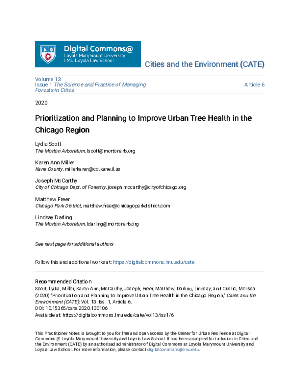 (PDF) Prioritization and Planning to Improve Urban Tree Health in the ...