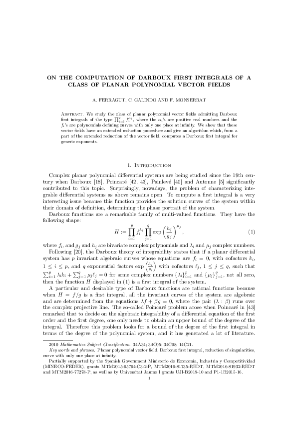 (PDF) On the computation of Darboux first integrals of a class of ...