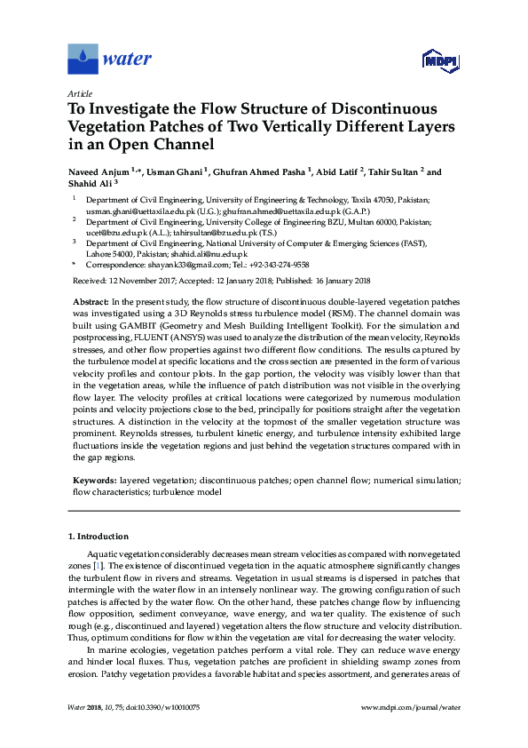 (PDF) To Investigate the Flow Structure of Discontinuous Vegetation Patches of Two Vertically ...