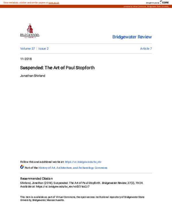 (PDF) Suspended: The Art of Paul Stopforth
