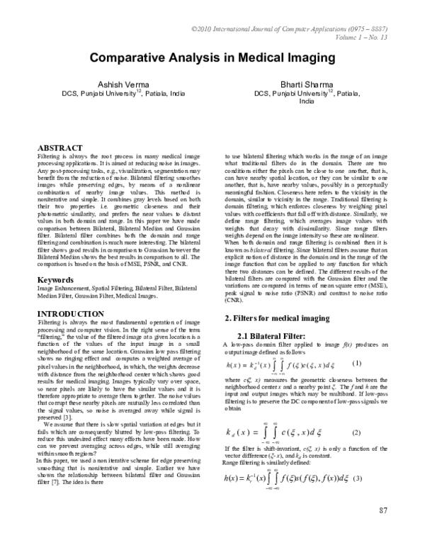 Comparative Analysis in Medical Imaging