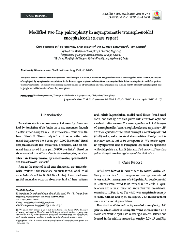 (PDF) Modified two flap palatoplasty in asymptomatic transsphenoidal ...
