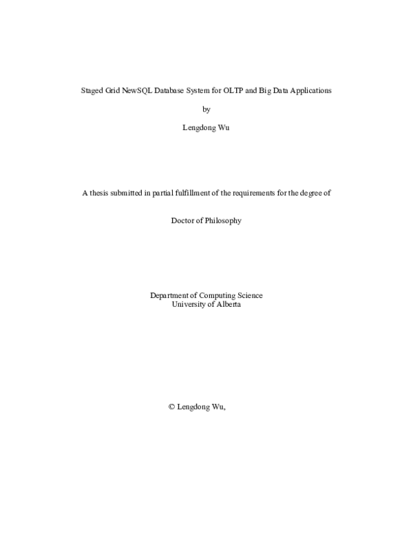 (PDF) Staged Grid NewSQL Database System for OLTP and Big Data Applications
