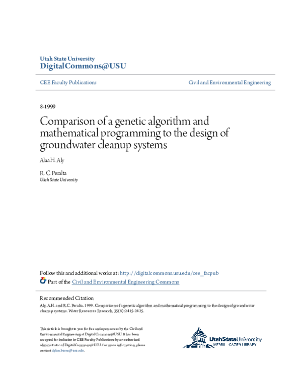 (PDF) Comparison of a genetic algorithm and mathematical programming to the design of ...