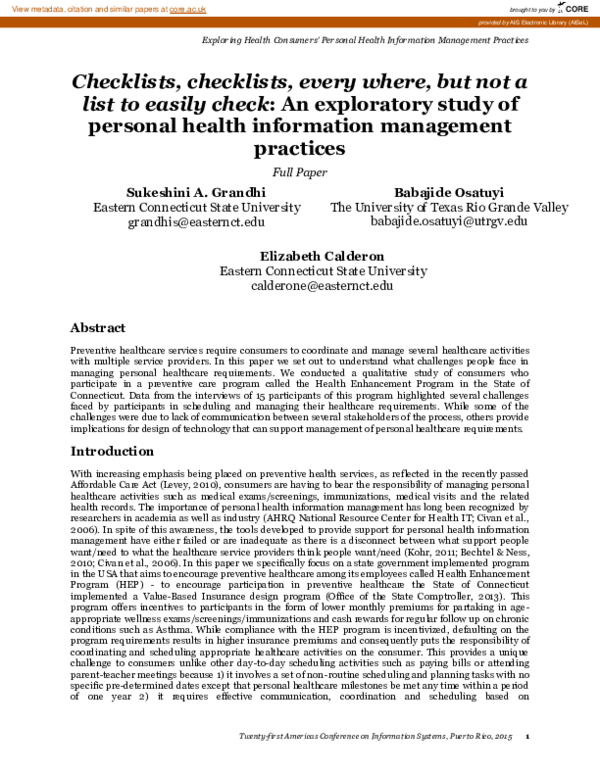 (PDF) Checklists, Checklists, Every Where, but not a List to Easily ...