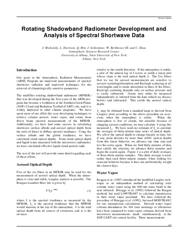 (PDF) Rotating Shadowband Radiometer Development and Analysis of ...