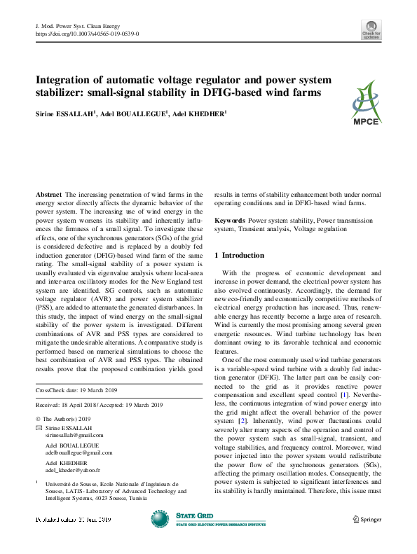 (PDF) Integration of automatic voltage regulator and power system ...
