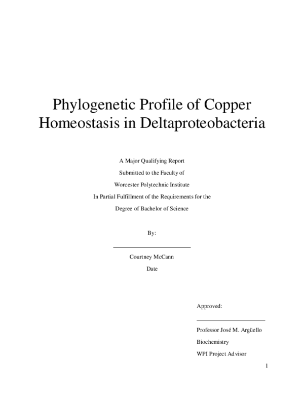 (PDF) Phylogenetic Profile of Copper Homeostasis in Deltaproteobacteria