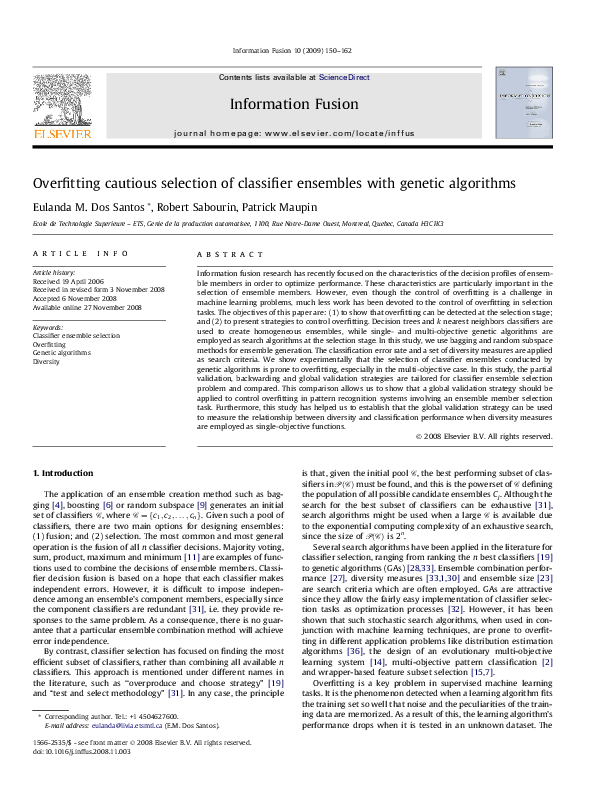 (PDF) Overfitting cautious selection of classifier ensembles with ...