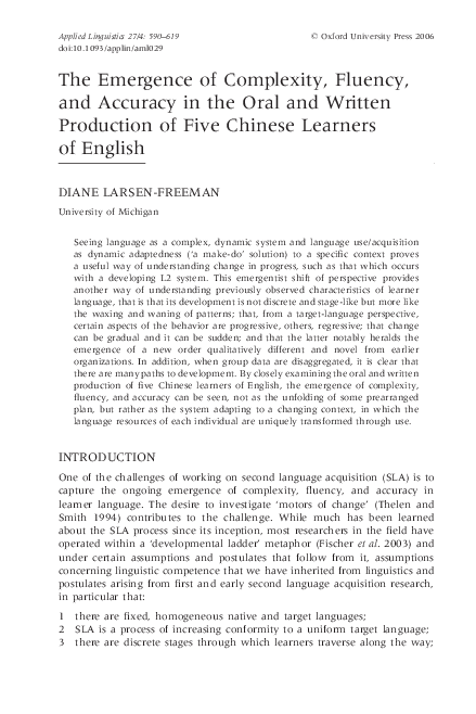 (PDF) The Emergence of Complexity, Fluency, and Accuracy in the Oral and Written Production of ...