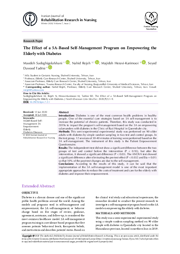 (PDF) The Effect of a 5A-Based Self-Management Program on Empowering ...