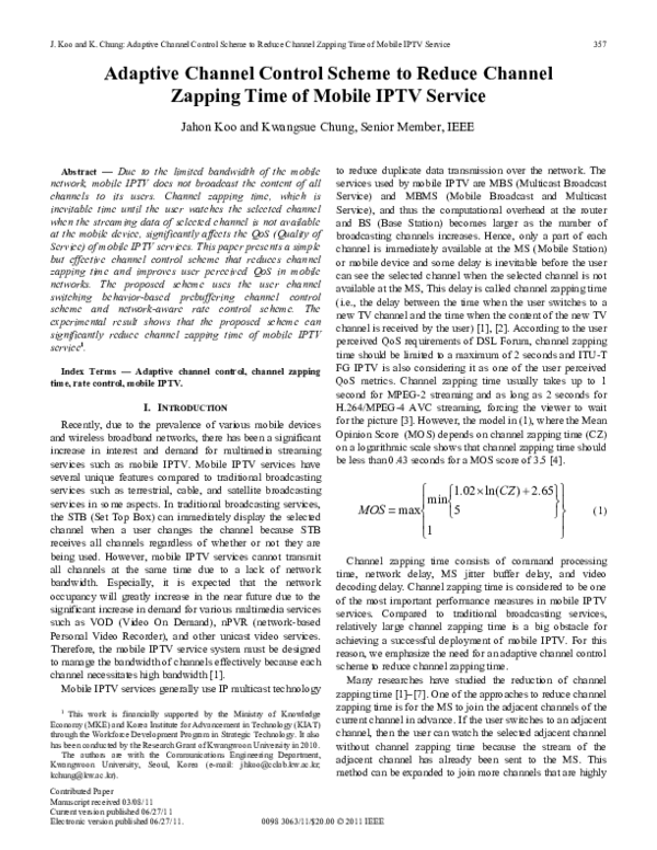 (PDF) Adaptive channel control scheme to reduce channel zapping time of ...