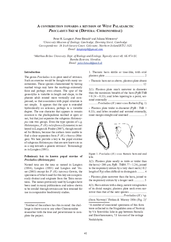 (PDF) A contribution towards a revision of West Palaearctic Procladius ...