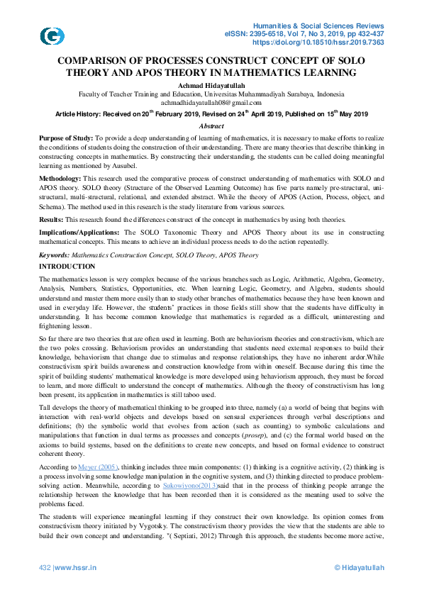 (PDF) Comparison of Processes Construct Concept of Solo Theory and Apos ...