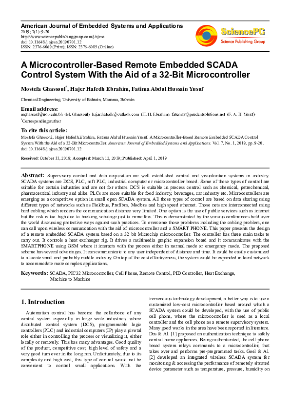 (PDF) A Microcontroller-Based Remote Embedded SCADA Control System With ...