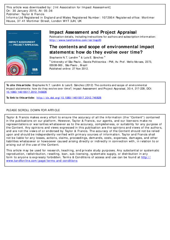 (PDF) The contents and scope of environmental impact statements: how do ...