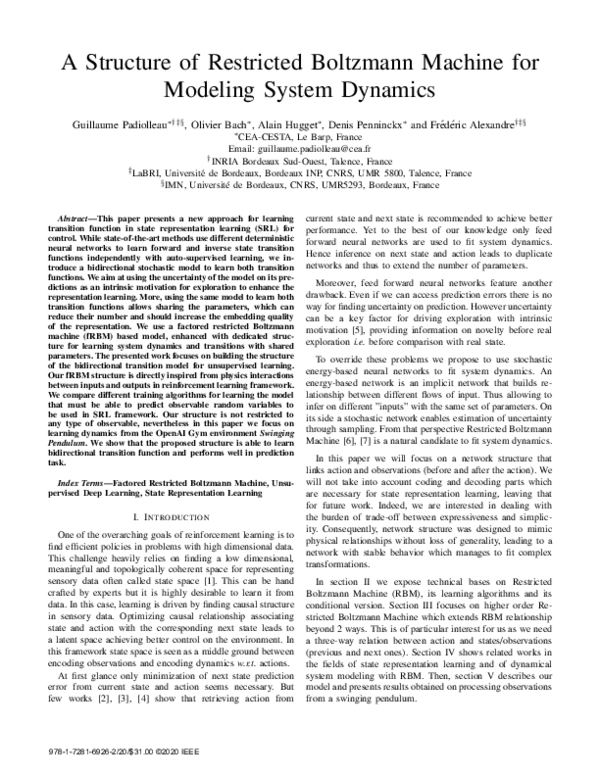 (PDF) A Structure of Restricted Boltzmann Machine for Modeling System Dynamics