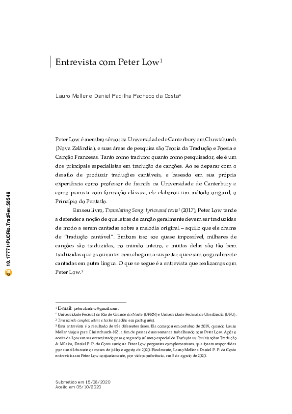 (PDF) Entrevista Com Peter Low
