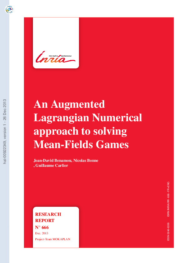 (PDF) An Augmented Lagrangian Numerical approach to solving Mean-Fields Games