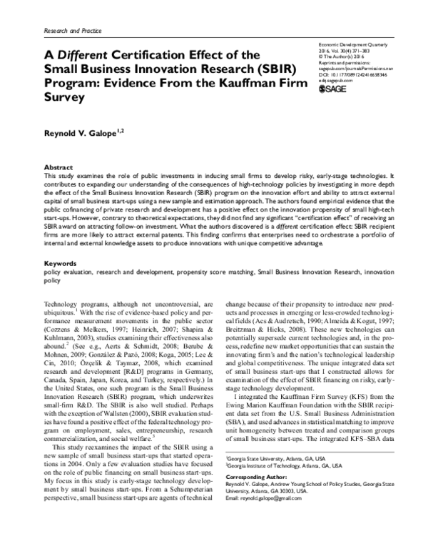 (PDF) A Different Certification Effect of the Small Business Innovation ...