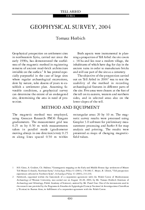 (PDF) Method and Equipment Geophysical Survey , 2004