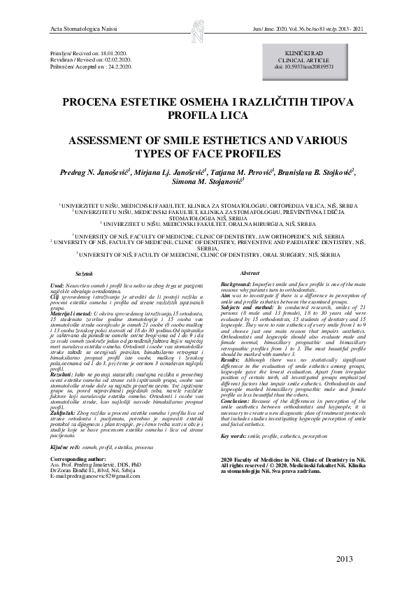 (PDF) Assessment of smile esthetics and various types of face profiles