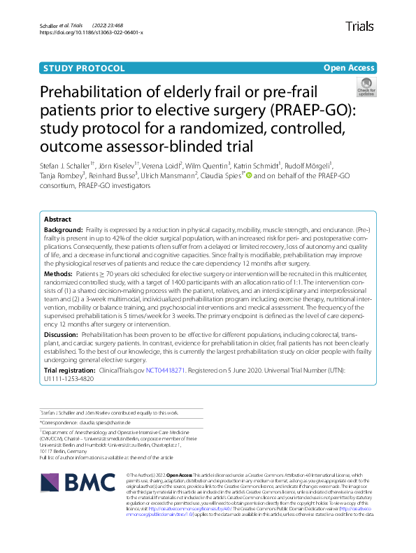 (PDF) Prehabilitation of elderly frail or pre-frail patients prior to ...