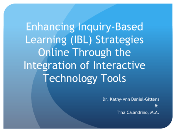 (PPT) Enhancing Inquiry-Based Learning (IBL) Strategies Online Through ...