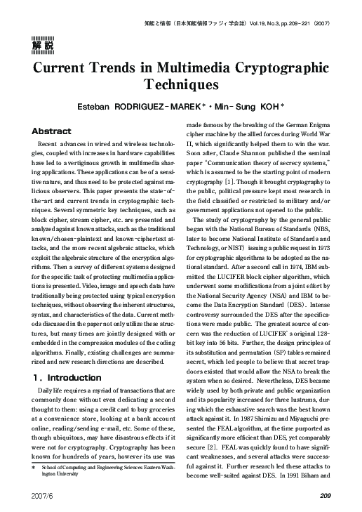 (PDF) Current Trends in Multimedia Cryptographic Techniques (PDF) Current Trends in Multimedia Cryptographic Techniques