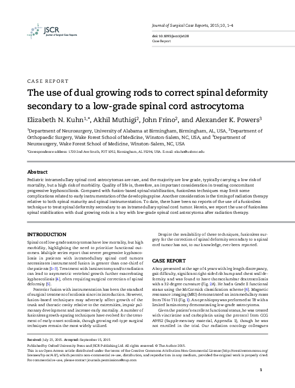 (PDF) The use of dual growing rods to correct spinal deformity ...