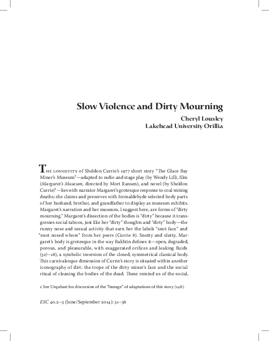 (PDF) Slow Violence and Dirty Mourning
