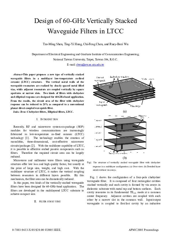 (PDF) Design of 60-GHz Vertically Stacked Waveguide Filters in LTCC ...