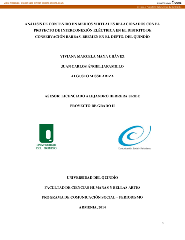 (PDF) Análisis de contenido en medios virtuales relacionados con el proyecto de interconexión ...