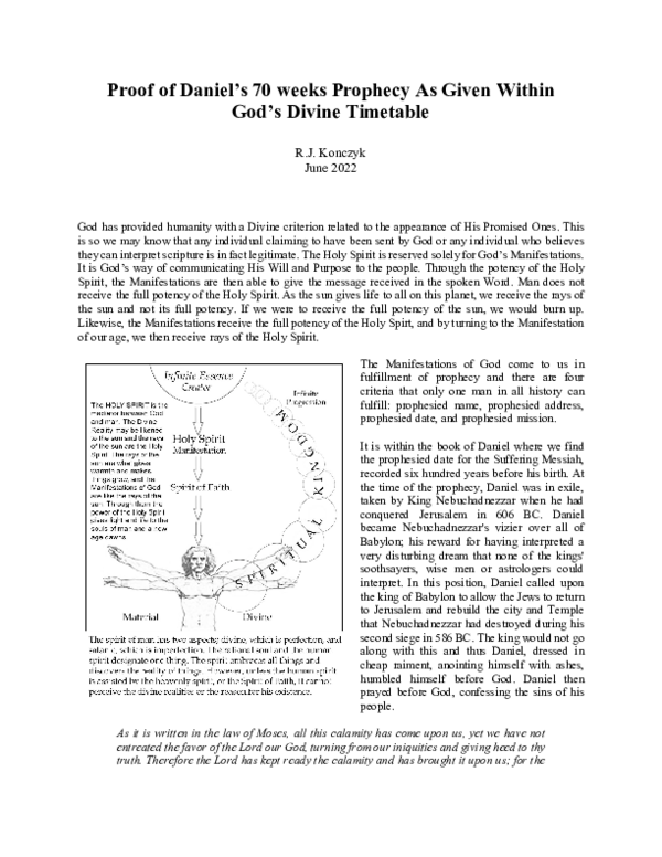 (PDF) Proof of Daniel's 70 weeks Prophecy As Given Within God's Divine Timetable