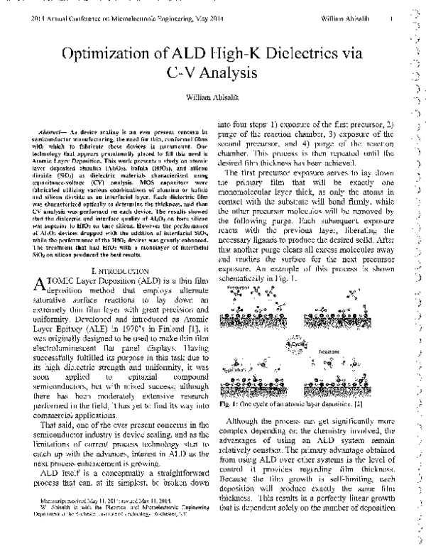 (PDF) Optimization of ALD High-K Dielectrics via C-V Analysis