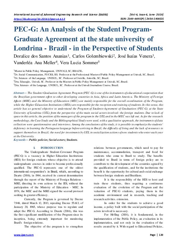 (PDF) PEC-G: An Analysis of the Student Program-Graduate Agreement at ...