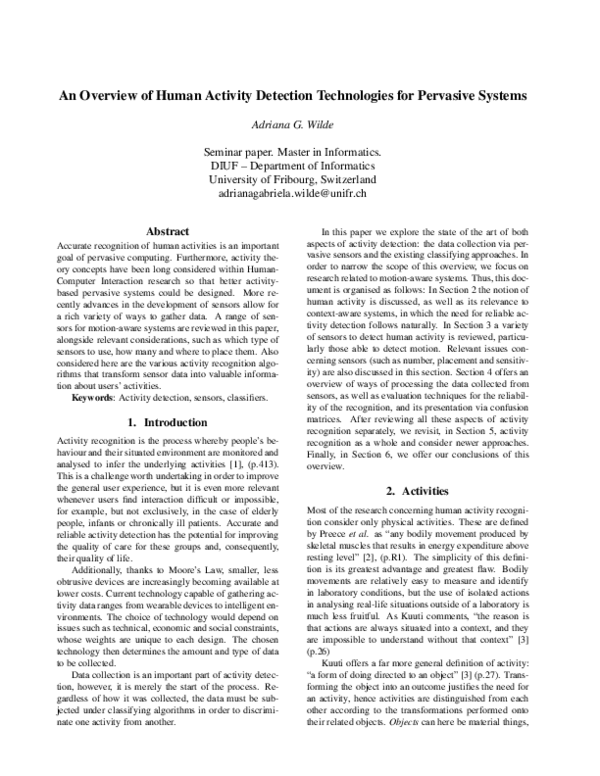 (PDF) An overview of human activity detection technologies for ...