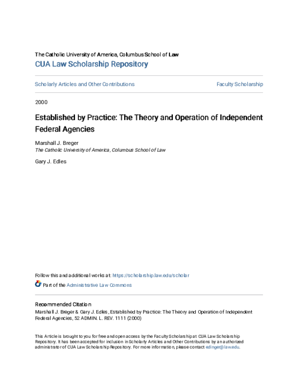 (PDF) Established by Practice: The Theory and Operation of Independent ...