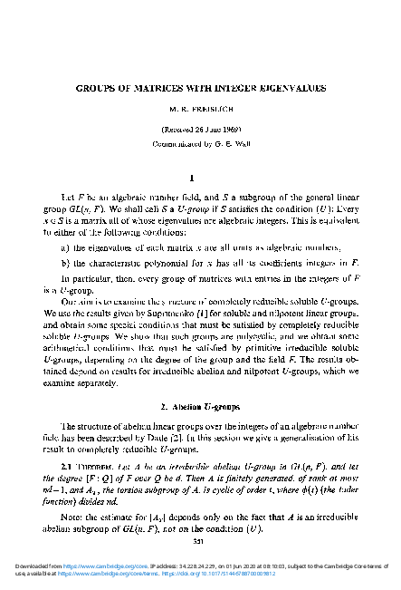 Pdf Groups Of Matrices With Integer Eigenvalues 5271