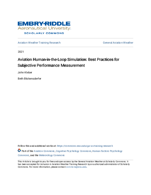 (PDF) Aviation Human-in-the-Loop Simulation: Best Practices for ...