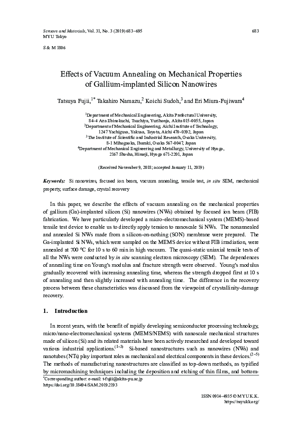 (PDF) Effects of Vacuum Annealing on Mechanical Properties of Gallium ...
