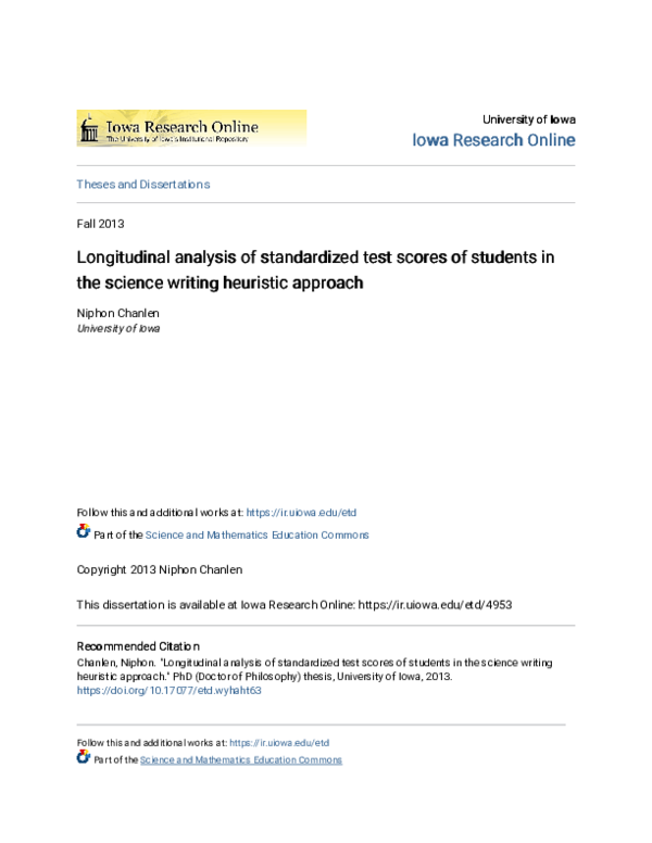 (PDF) Longitudinal analysis of standardized test scores of students in ...